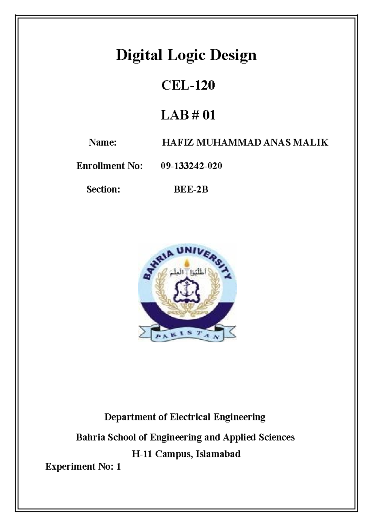 Digital Logic Design LAB 01: Discrete Logic Gates & Operations - Studocu