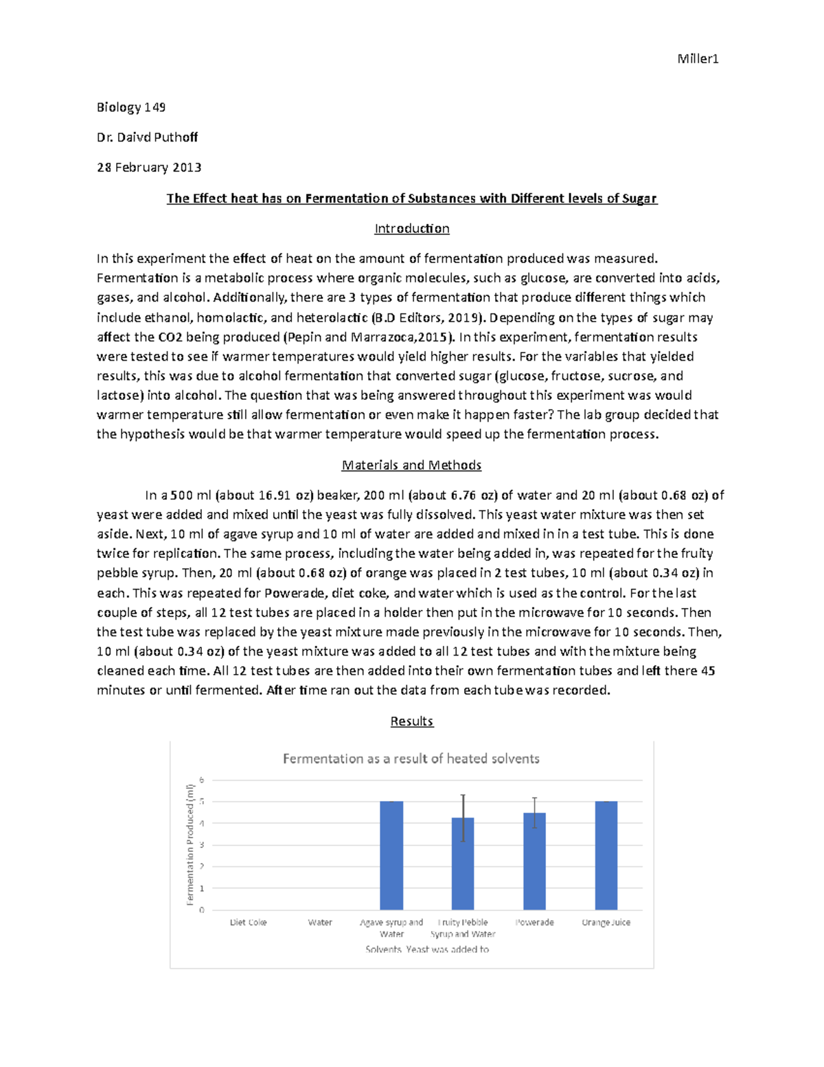 Biology 149: Fermentation Lab Report on Temperature Effects - Studocu