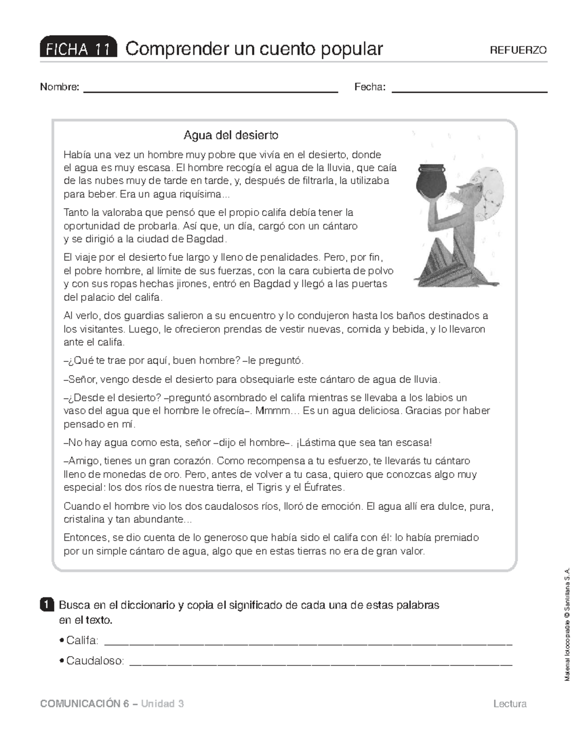 FICHA 11: Comprensión de Cuento Popular y Ejercicios - REFUERZO - Studocu