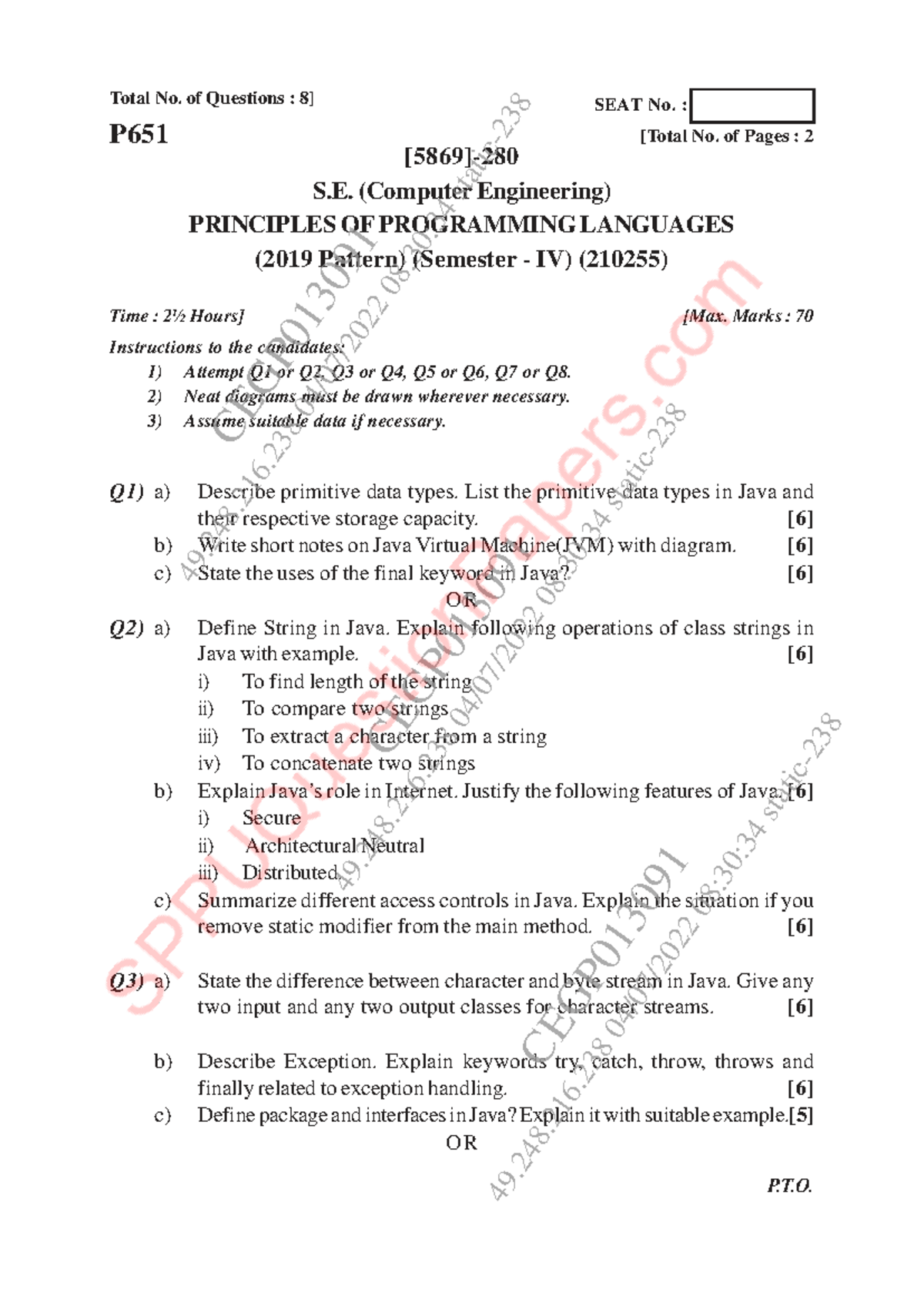 Principles of Programming Languages (PPL) - Semester IV (210255) Exam ...