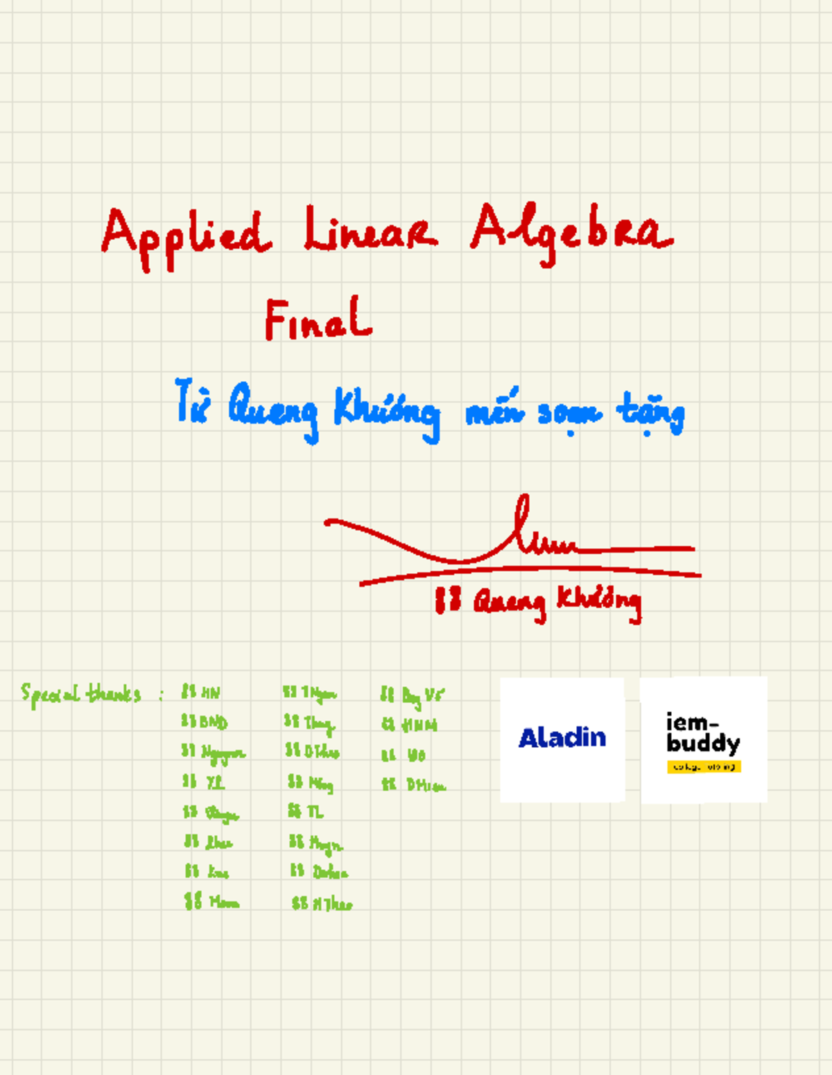 Linear Algebra Final Exam Notes - Queng Khuong - Studocu