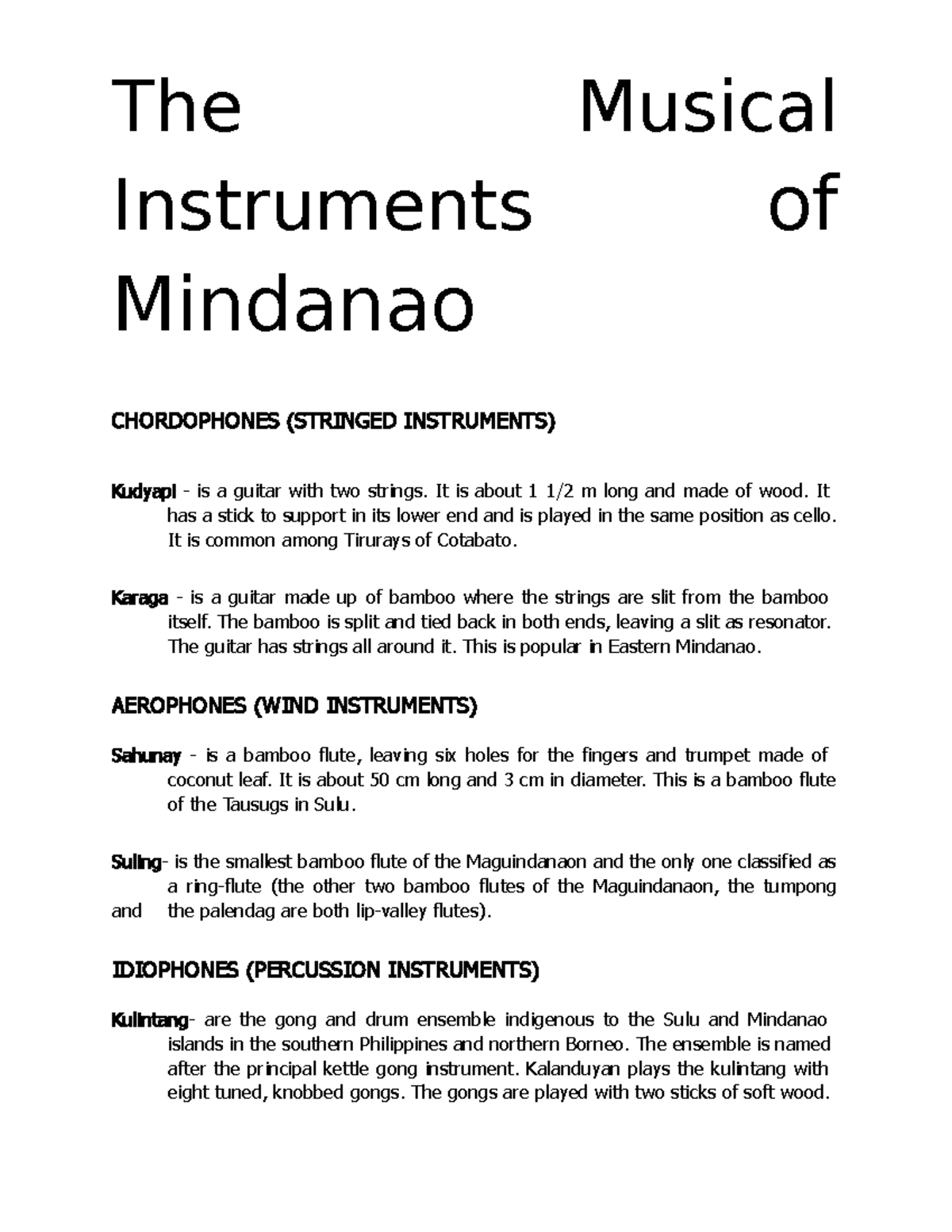 The Musical Instruments of Mindanao - The Musical Instruments of ...
