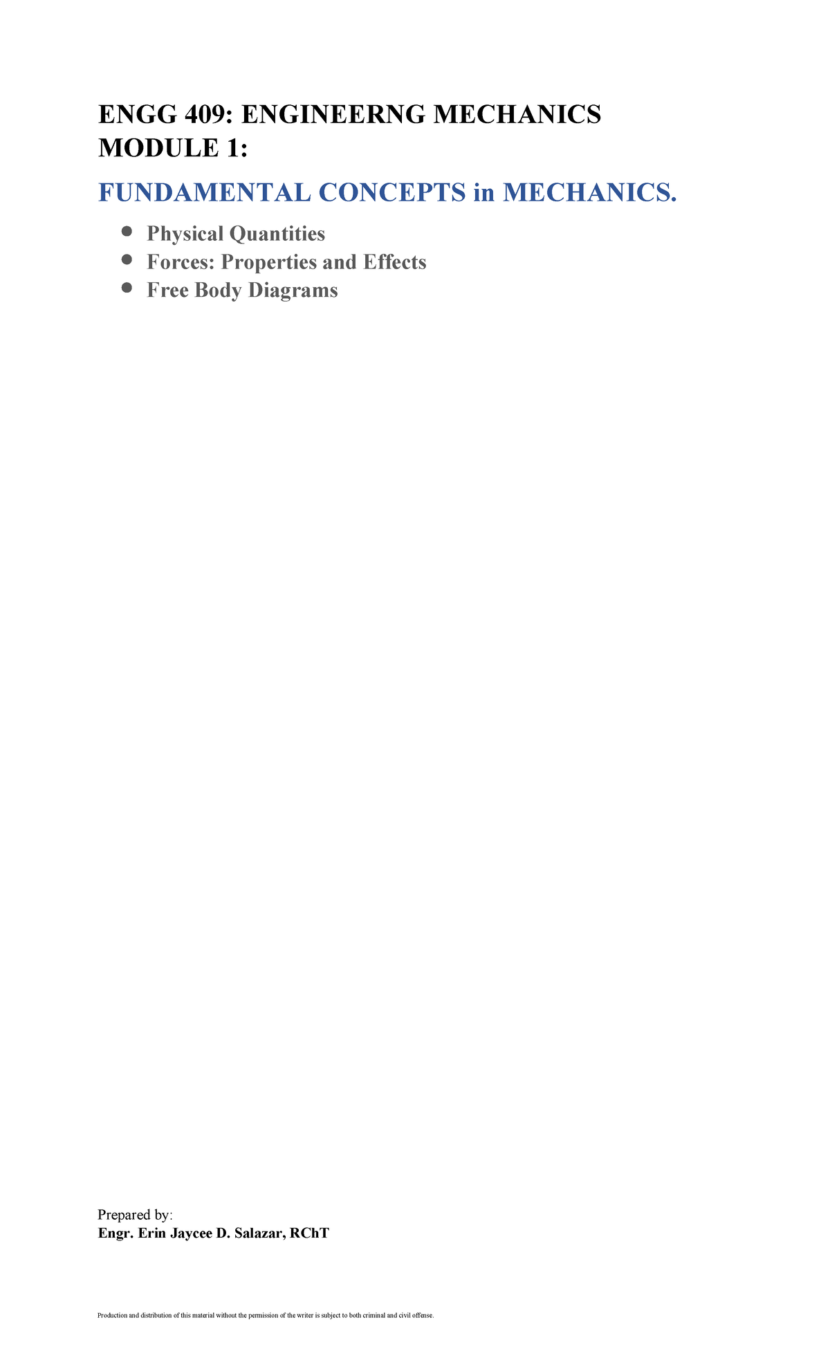 ENGG 409: Final Exam Study Notes on Engineering Mechanics Concepts ...