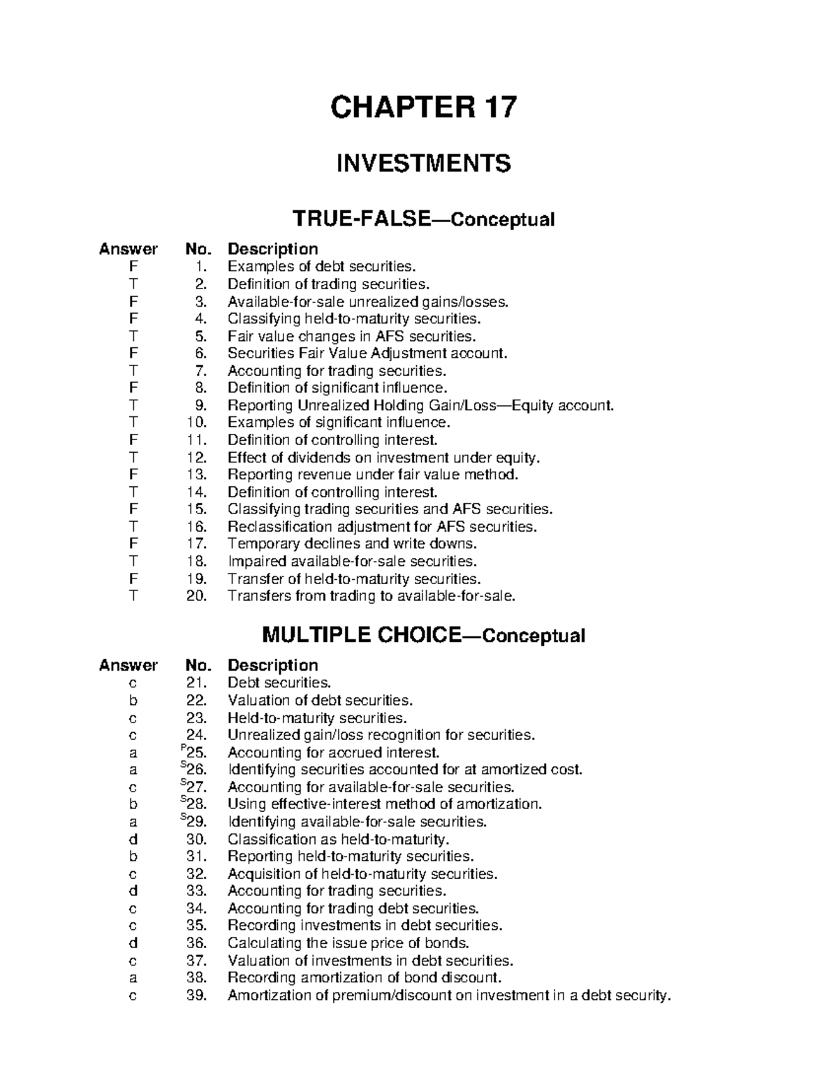 K12ETB - Chapter 17 Test Bank: Investments & Securities Accounting ...