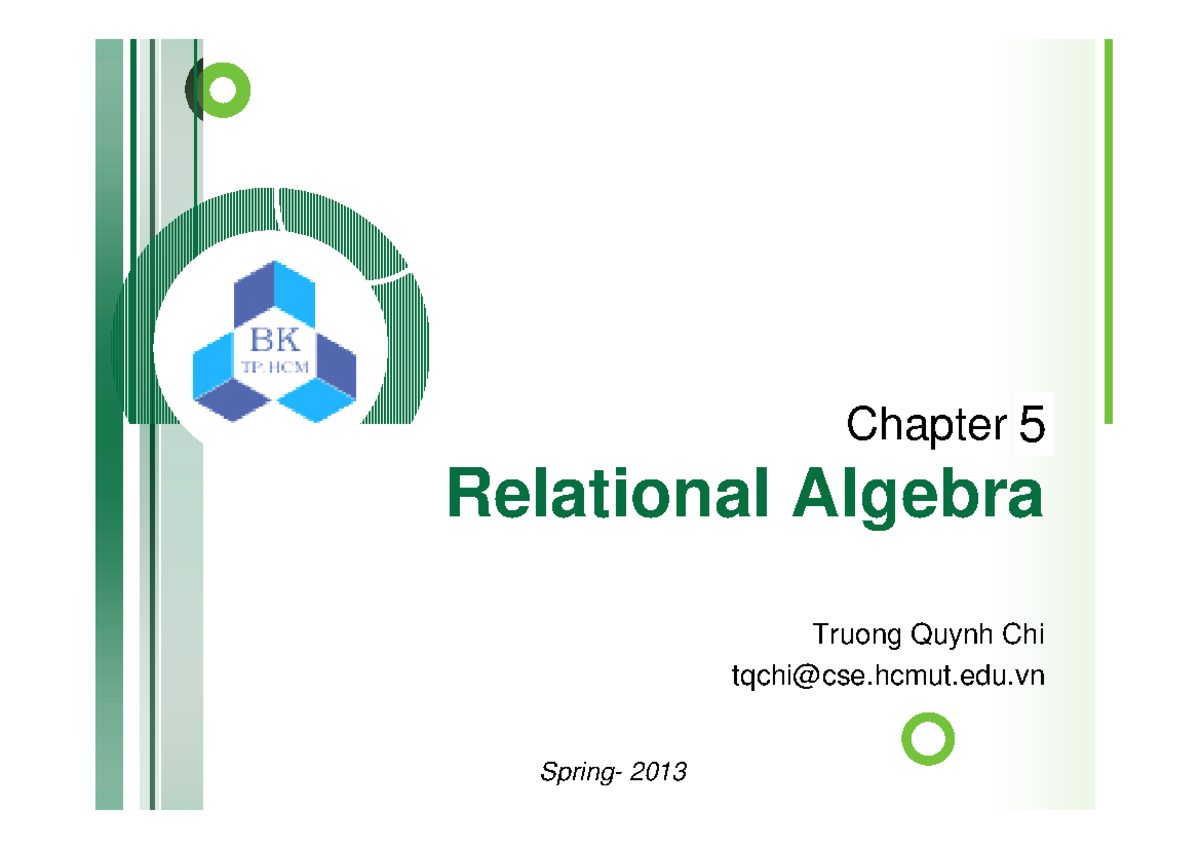 Chapter 5: Relational Algebra Overview - Data Analysis (CS101) - Studocu
