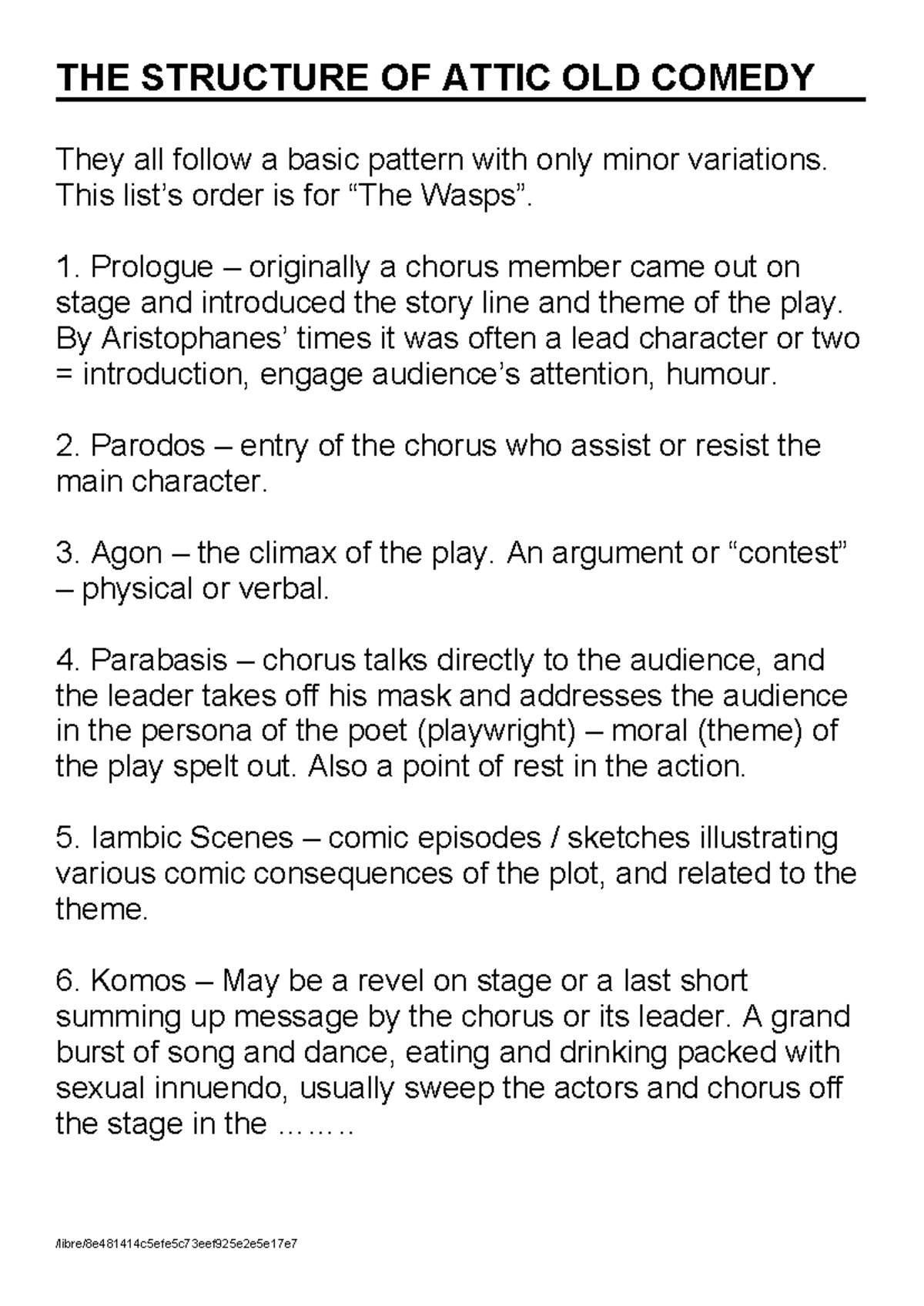 THE Structure OF Attic OLD Comedy: Analysis and Overview - Studocu
