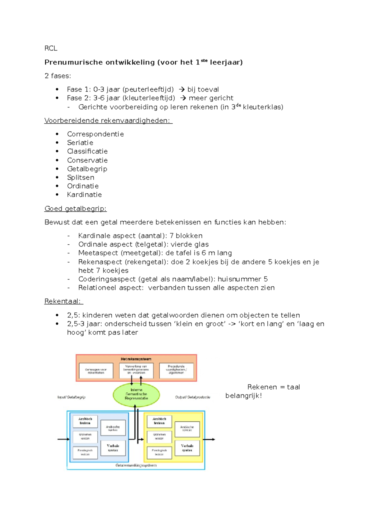 RCL - examenleerstof - samenvatting - RCL Prenumurische ontwikkeling ...