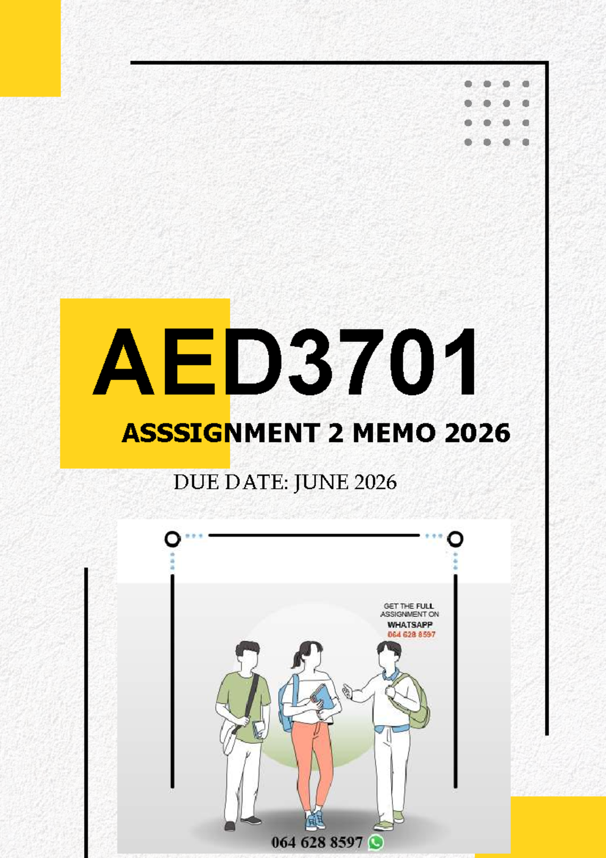 AED3701 Assignment 2 Memo: Reflection on Student Introductions - Studocu