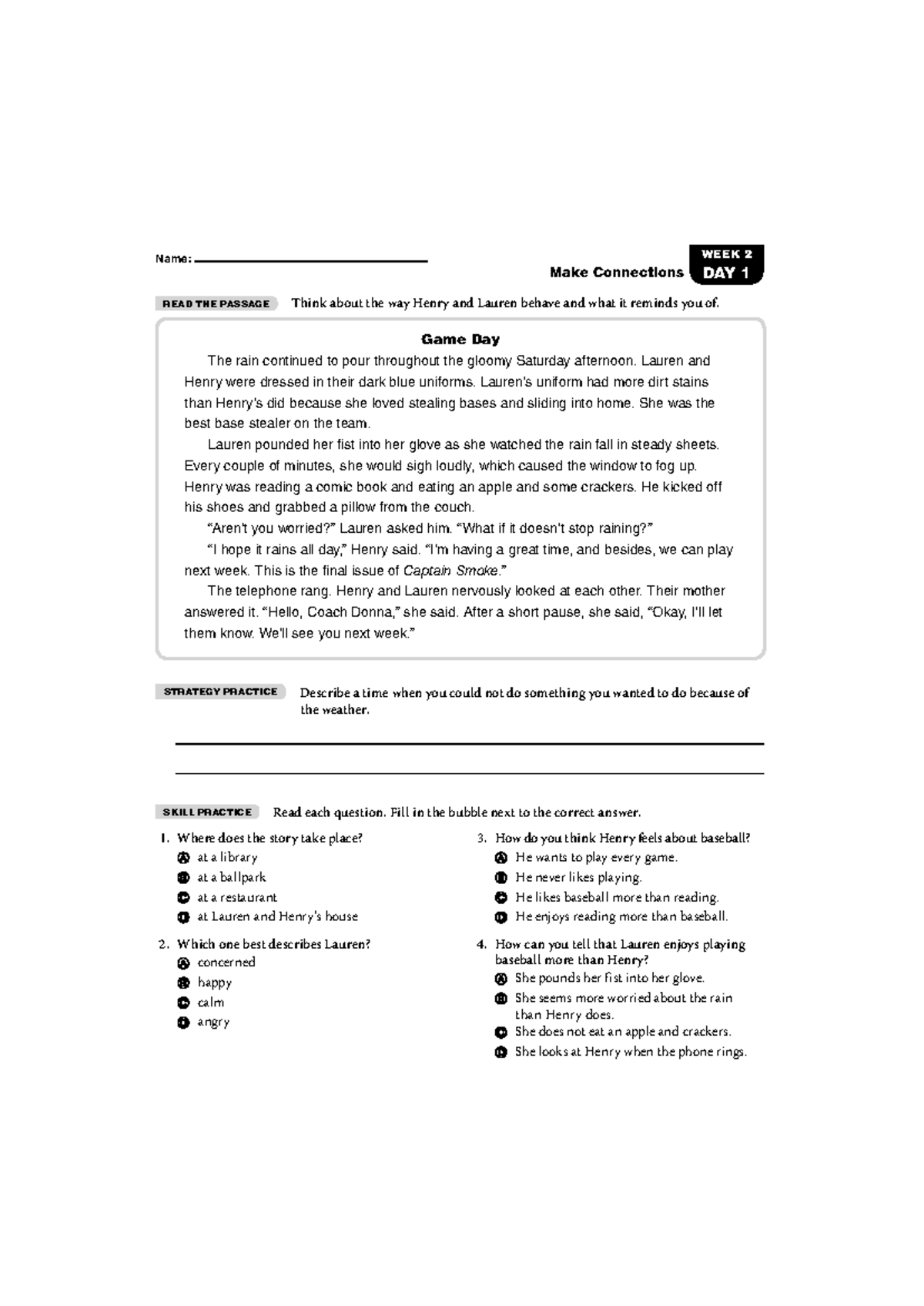Daily Reading Comprehension - Week 2 (EMC 3454) - Studocu