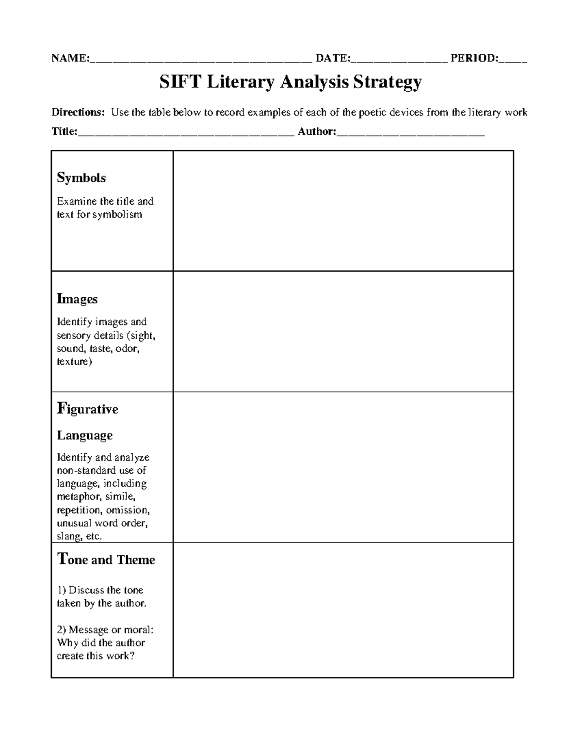 SIFT & SOAPStone Poetry Analysis Strategies (ENG 101) - Studocu
