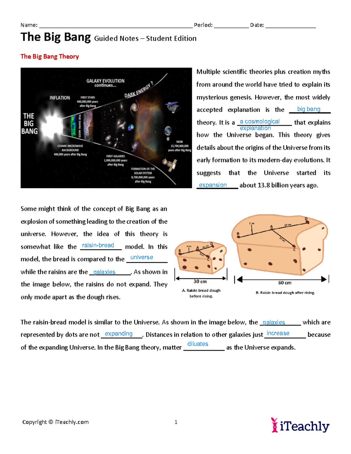 The Big Bang Theory - Guided Notes - The Big Bang Guided Notes ...