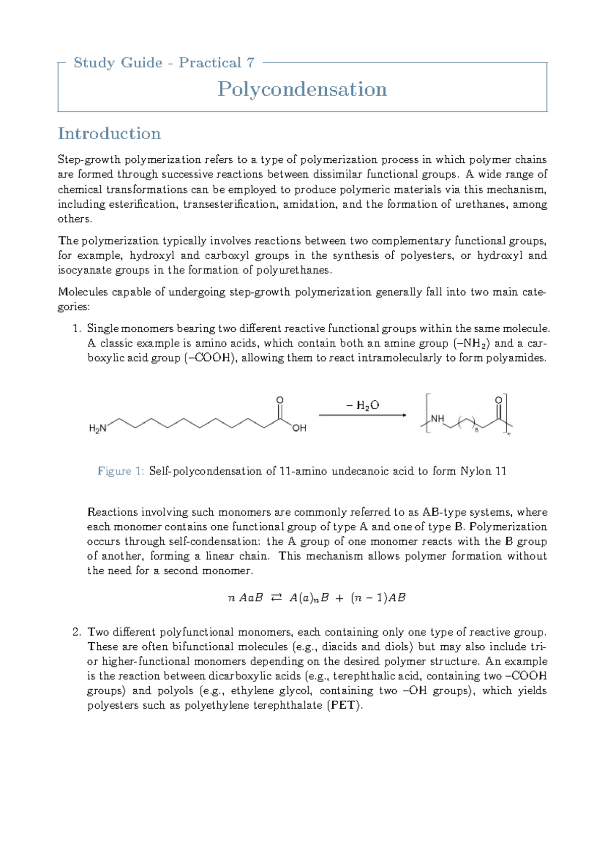 APC - Study Guide: Practical 7 on Polycondensation Techniques - Studocu