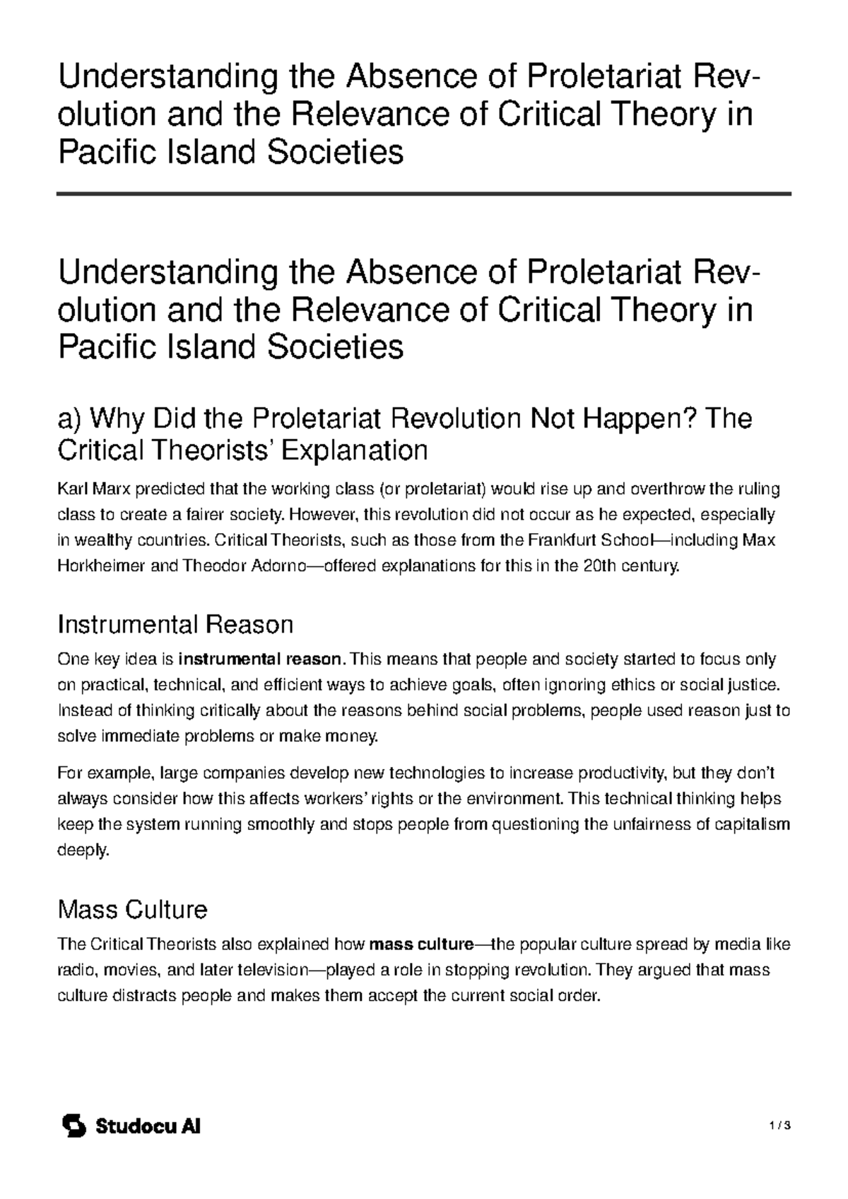 Critical Theory Insights on Proletariat Revolution in Pacific Societies ...