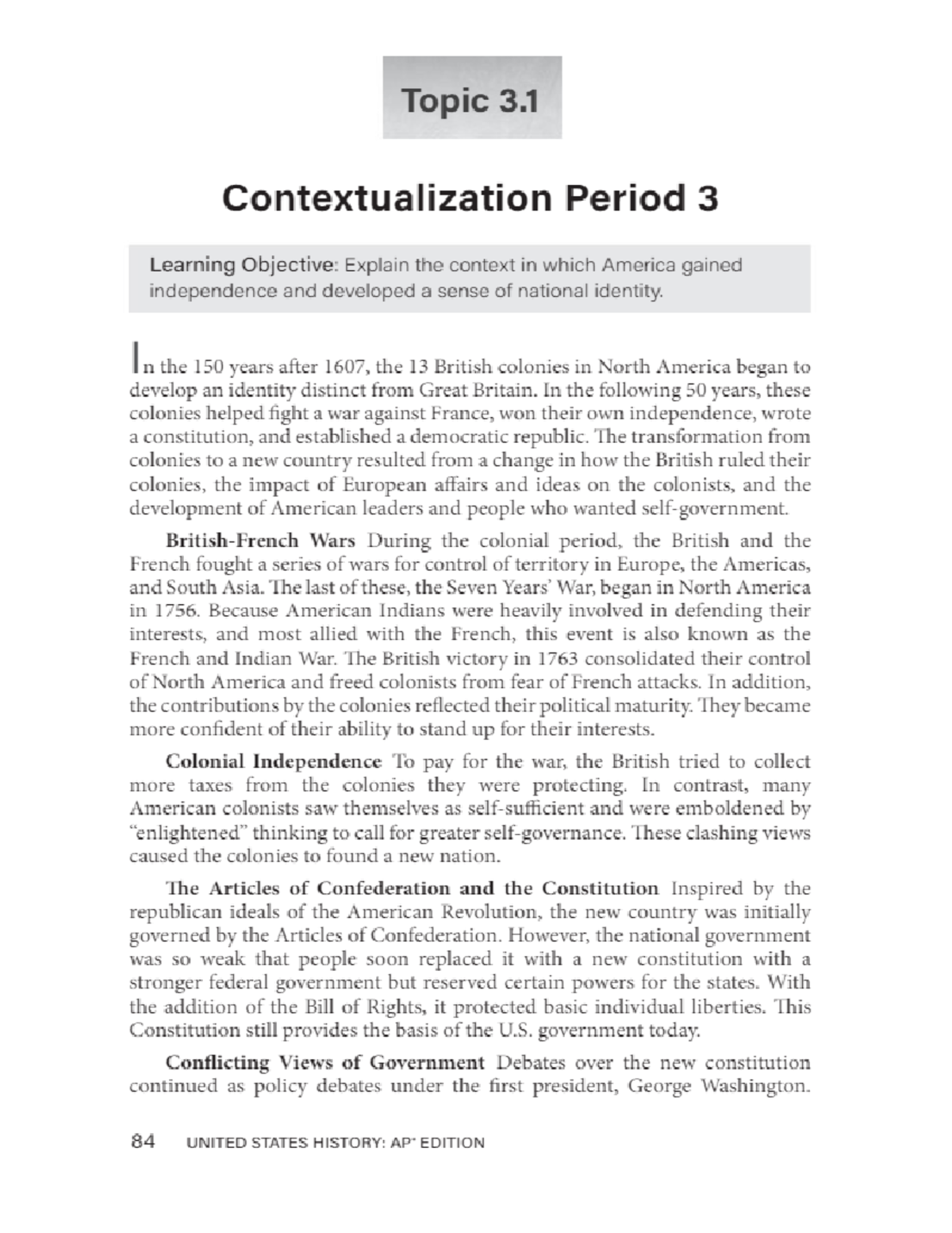 Amsco Apush Topic 3 - yes - Topic 3 Contextualization Period 3 Learning ...