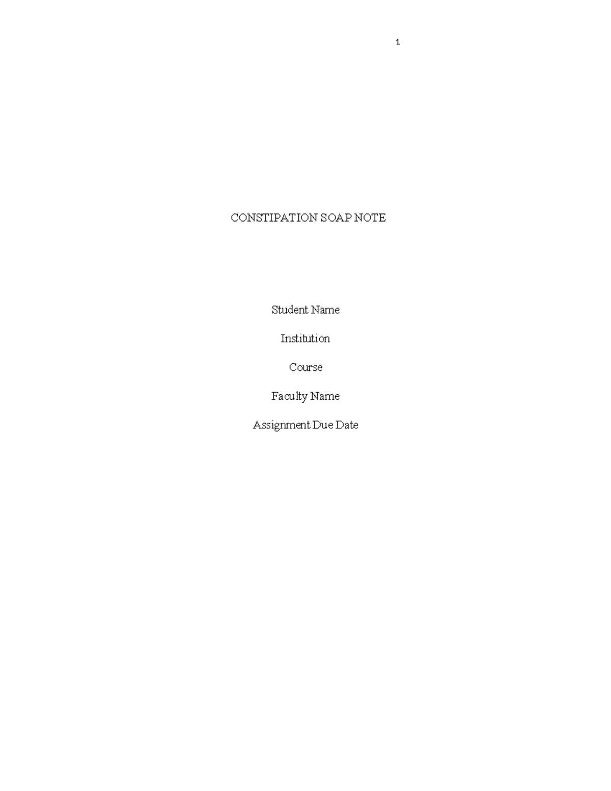 SOAP Note: Assessment and Management of Constipation - Studocu