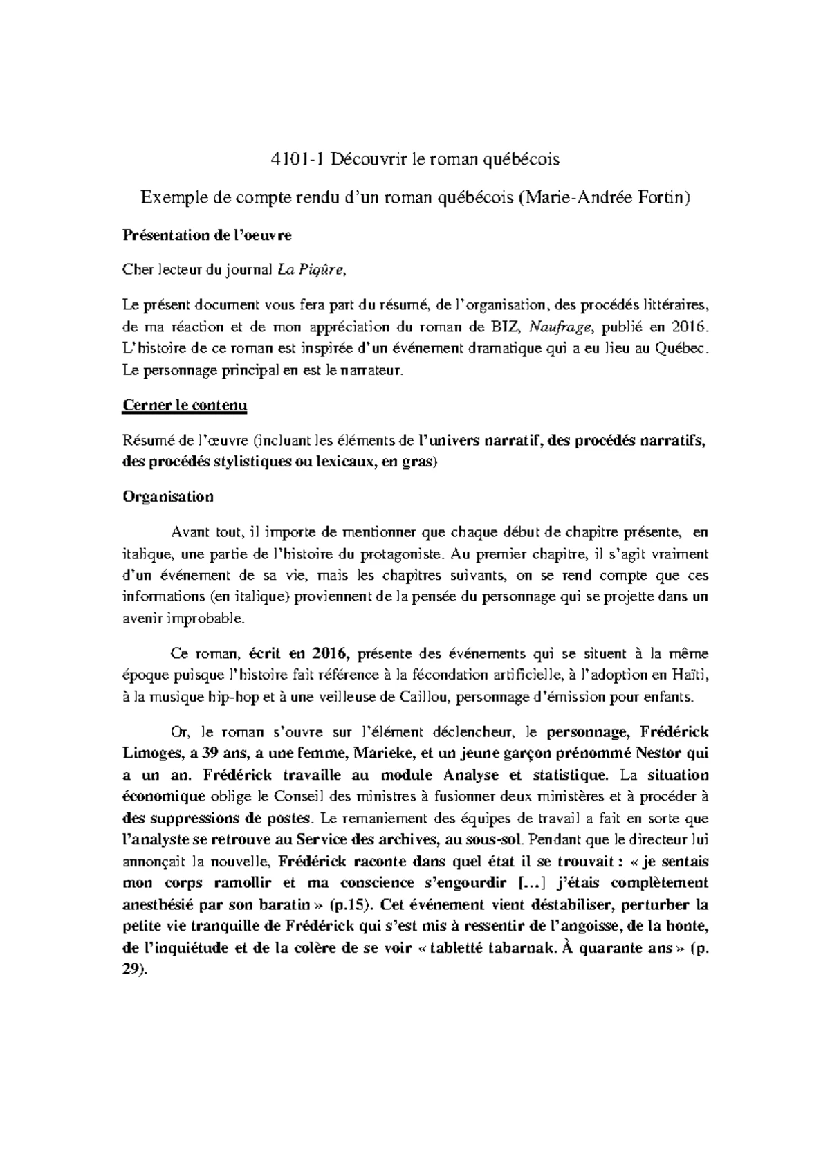 Texte Descriptif Justificatif pour l'Épreuve Ministérielle - Studocu