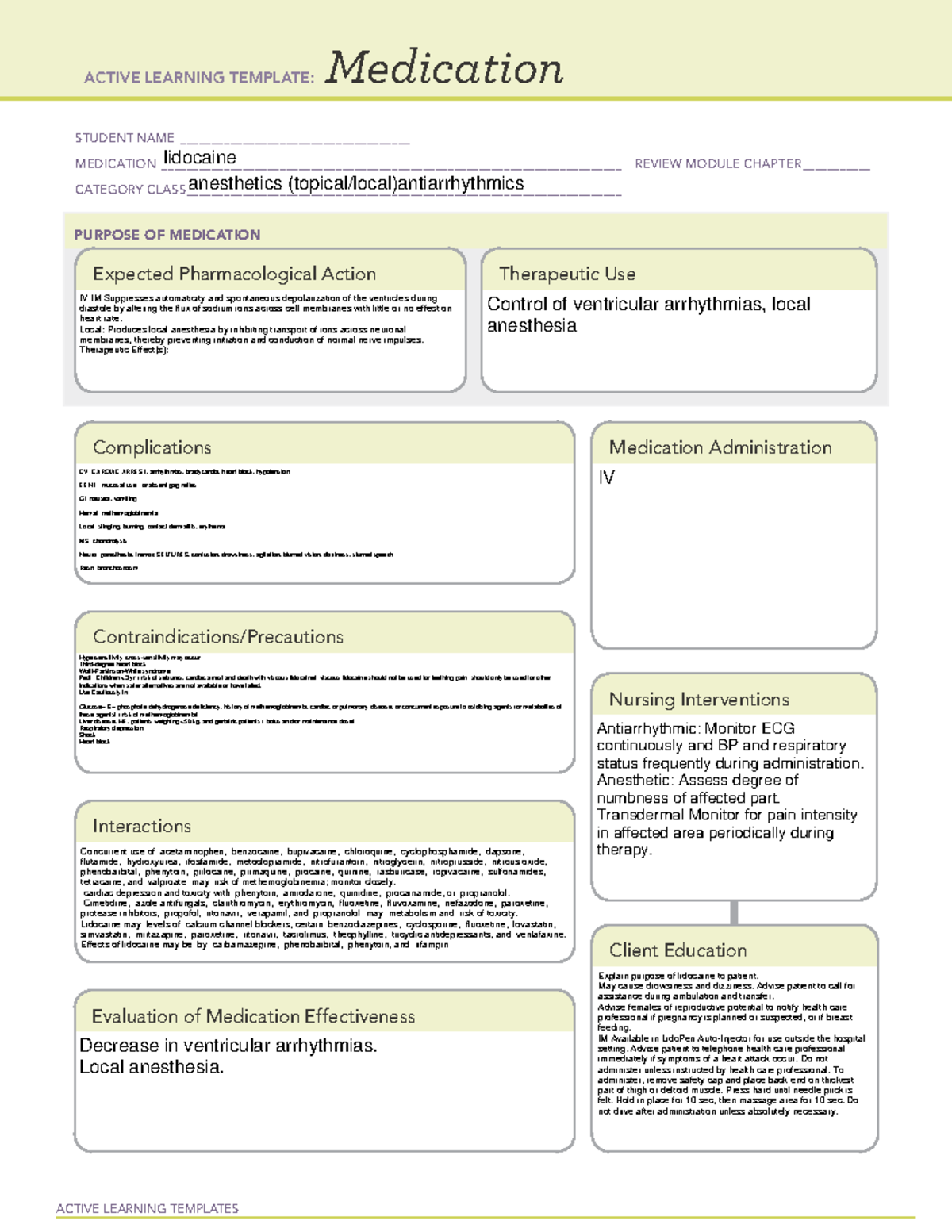 Lidocaine: Comprehensive Drug Card - Pharmacology & Nursing Insights ...