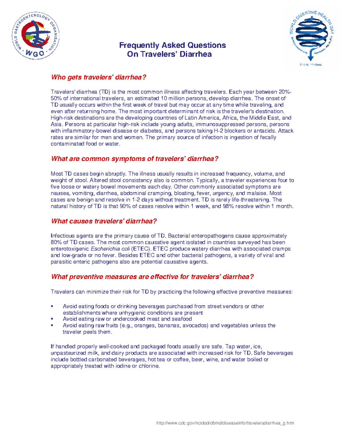 FAQs on Traveler's Diarrhea: Causes, Symptoms & Prevention - Studocu