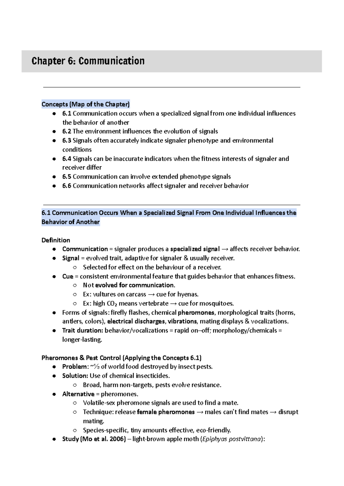 Lifesci 2D03 - Chapter 6: Communication Concepts Overview - Studocu