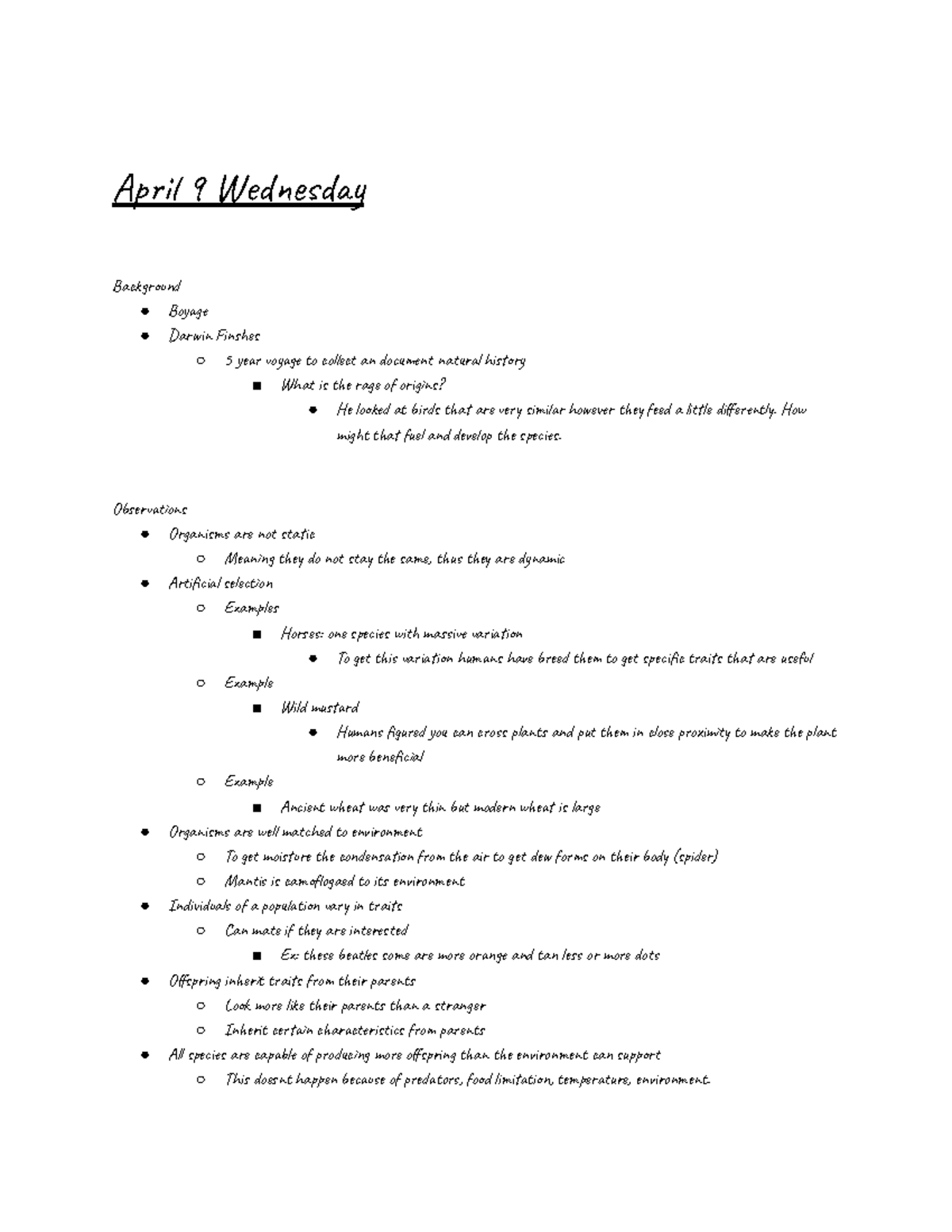 Understanding Evolution and Natural Selection - BIOL 101 Lecture Notes ...