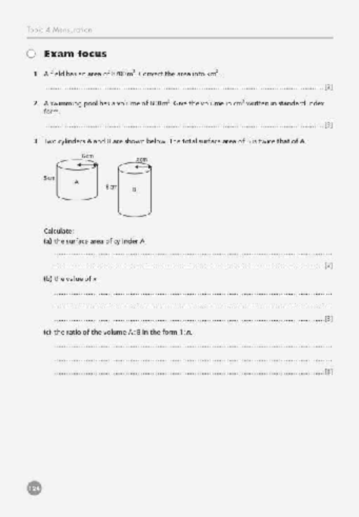 Cambridge IGCSE Math Core & Extended Exam Focus 4: Mensuration - Studocu