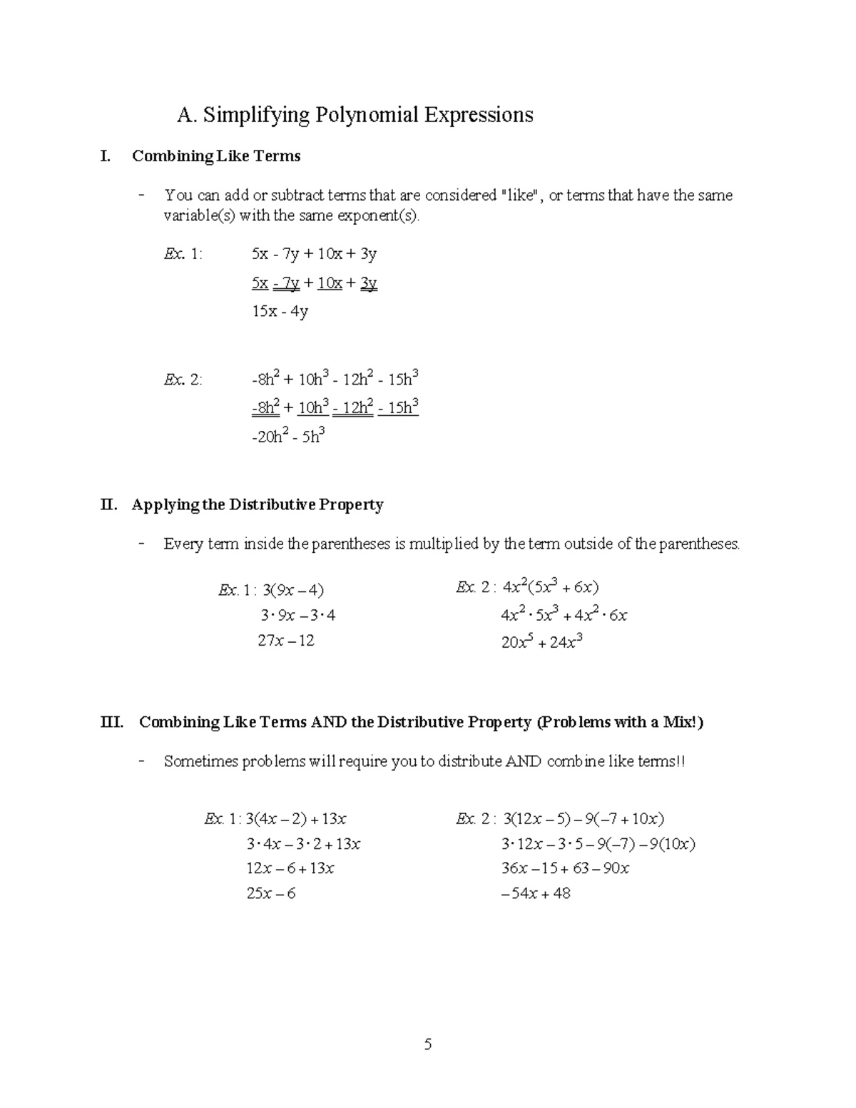 9th Grade Summer Review: Simplifying Polynomials & Equations - Studocu