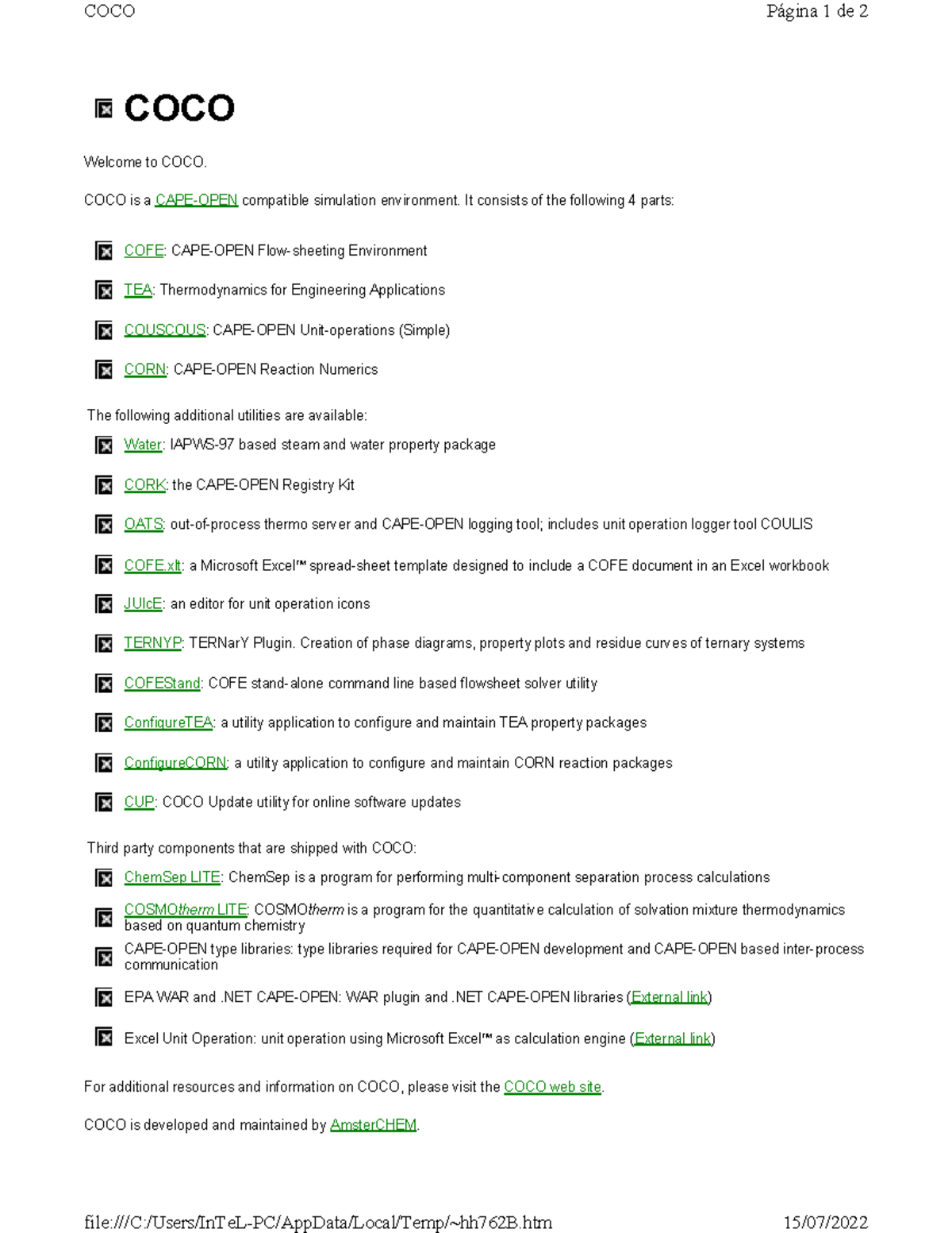 COCO Simulator - SIMULADOR - Welcome to COCO. COCO is a CAPE-OPEN ...