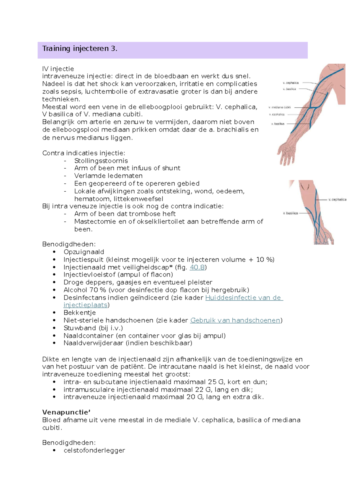 Skills Injecteren 3: IV Injectie en Bloedafname Technieken - Studeersnel