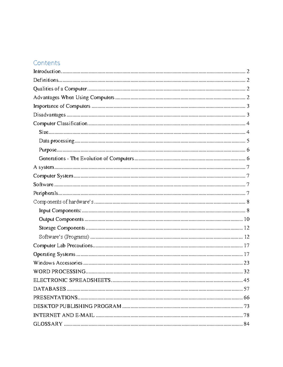Introduction to Computers: Comprehensive Study Notes (COMP101) - Studocu