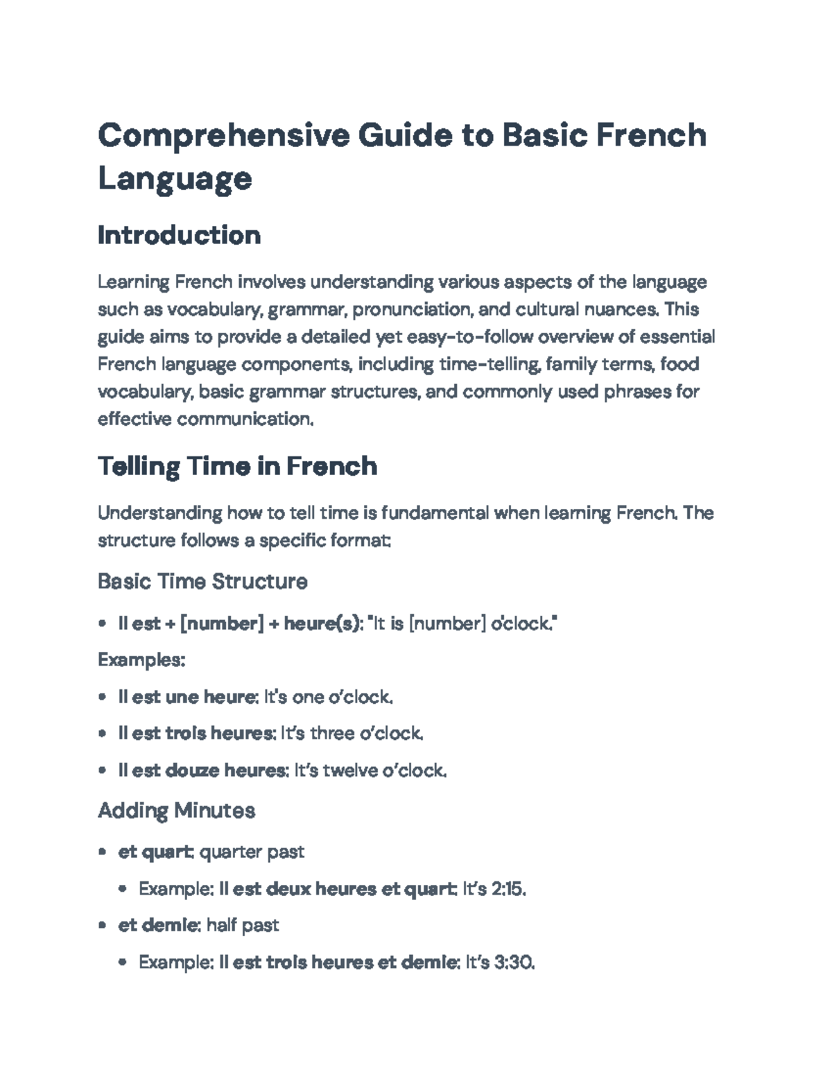Comprehensive Guide to Basic French Language Essentials - Comprehensive ...