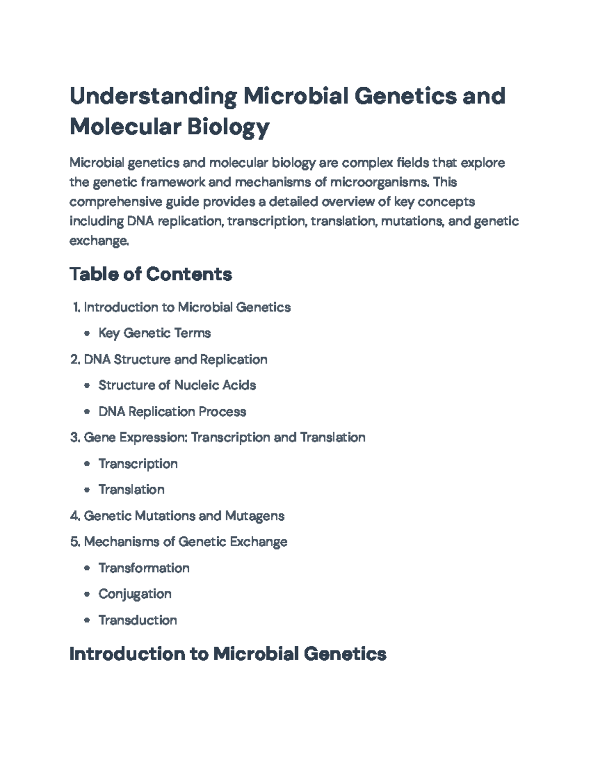 Understanding Microbial Genetics and Molecular Biology: Key Concepts ...