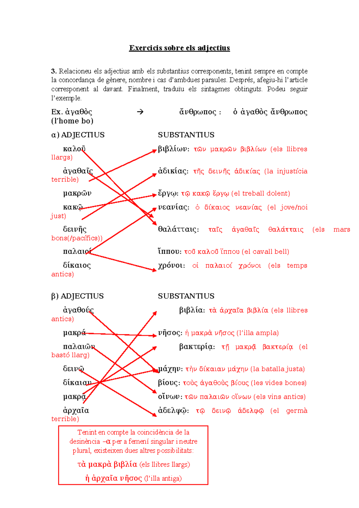 Exercicis sobre els adjectius (solucionari) - Exercicis sobre els ...