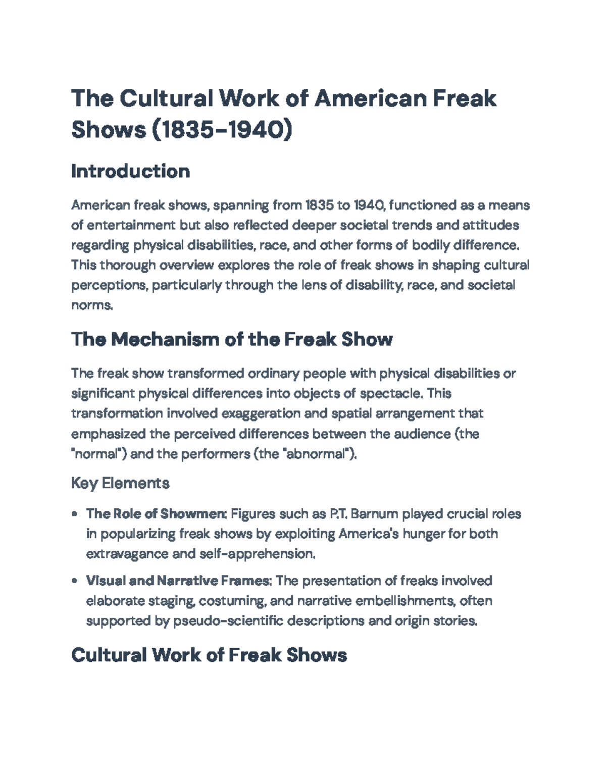 The Cultural Significance of American Freak Shows (1835-1940) - The ...