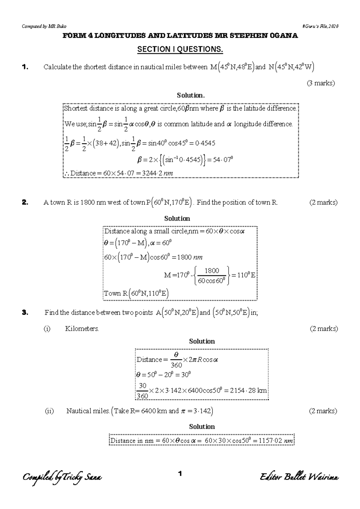 Computed MR Buko File, 2020: Longitudes and Latitudes Solutions - Studocu