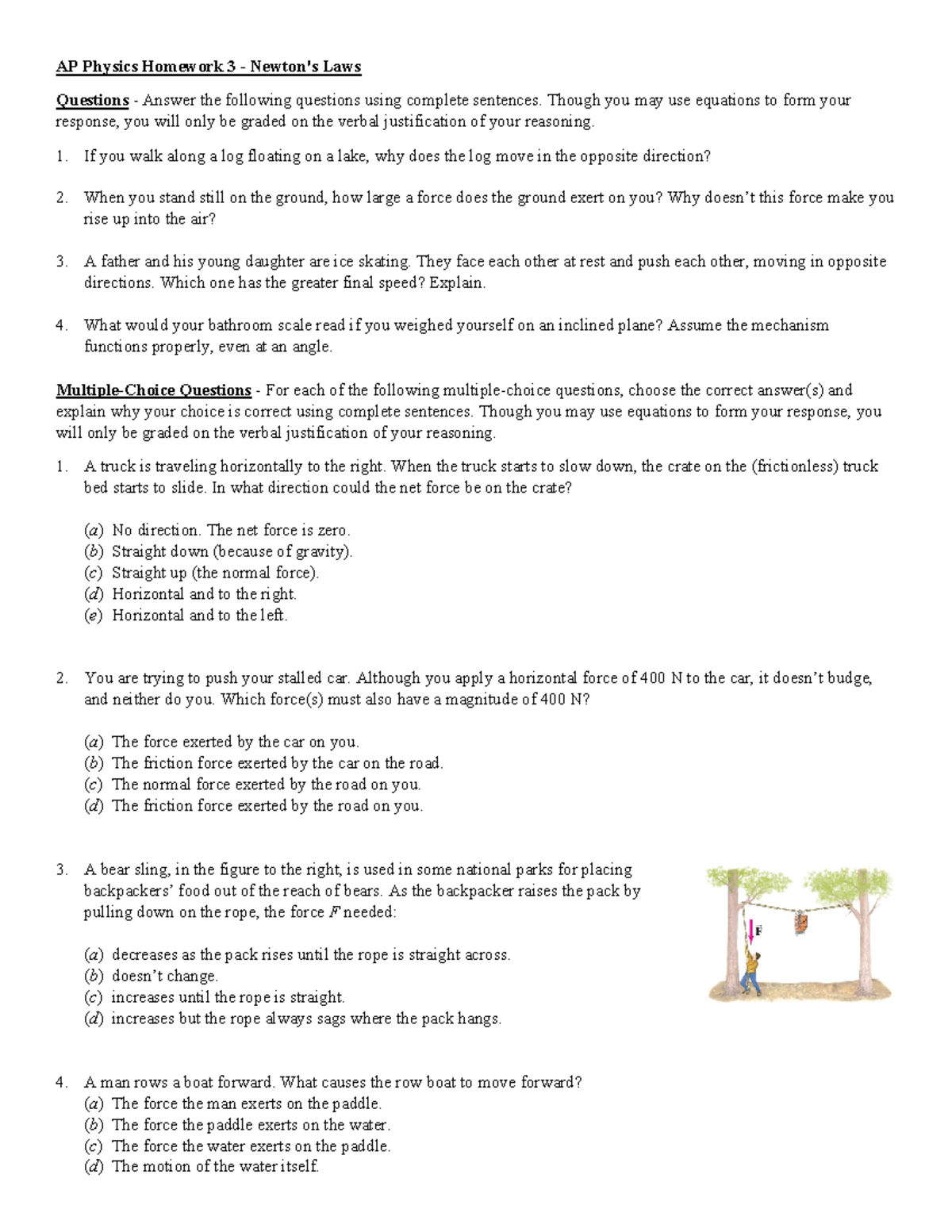 AP Physics Homework 03 - Newton's Laws Questions & Answers - Studocu