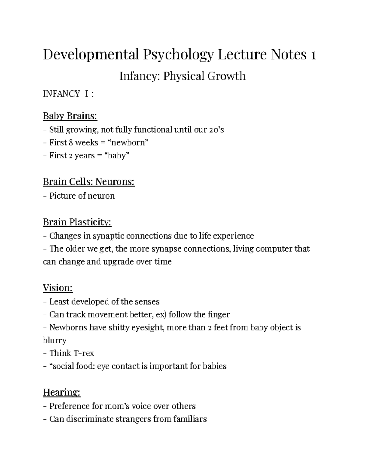 Developmental Psychology Lecture Notes 1 - Studocu