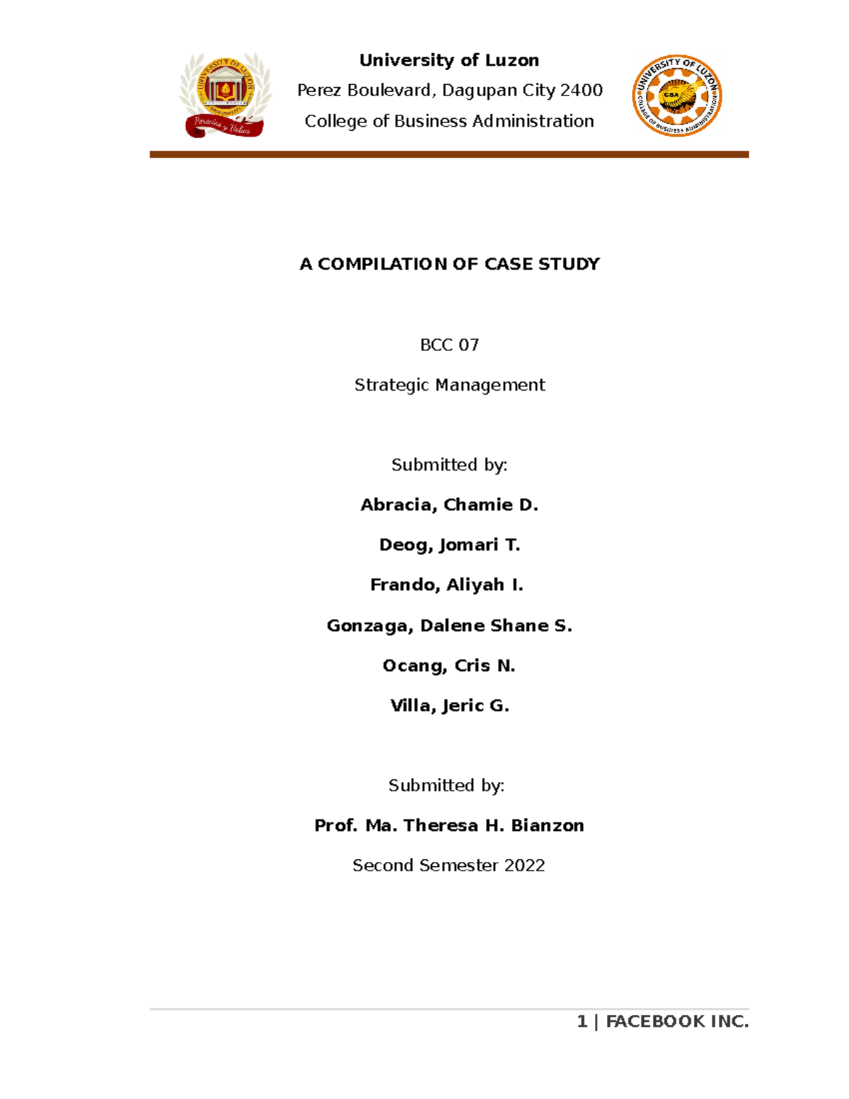 BCC 07 - Facebook Case Study in Strategic Management - Studocu