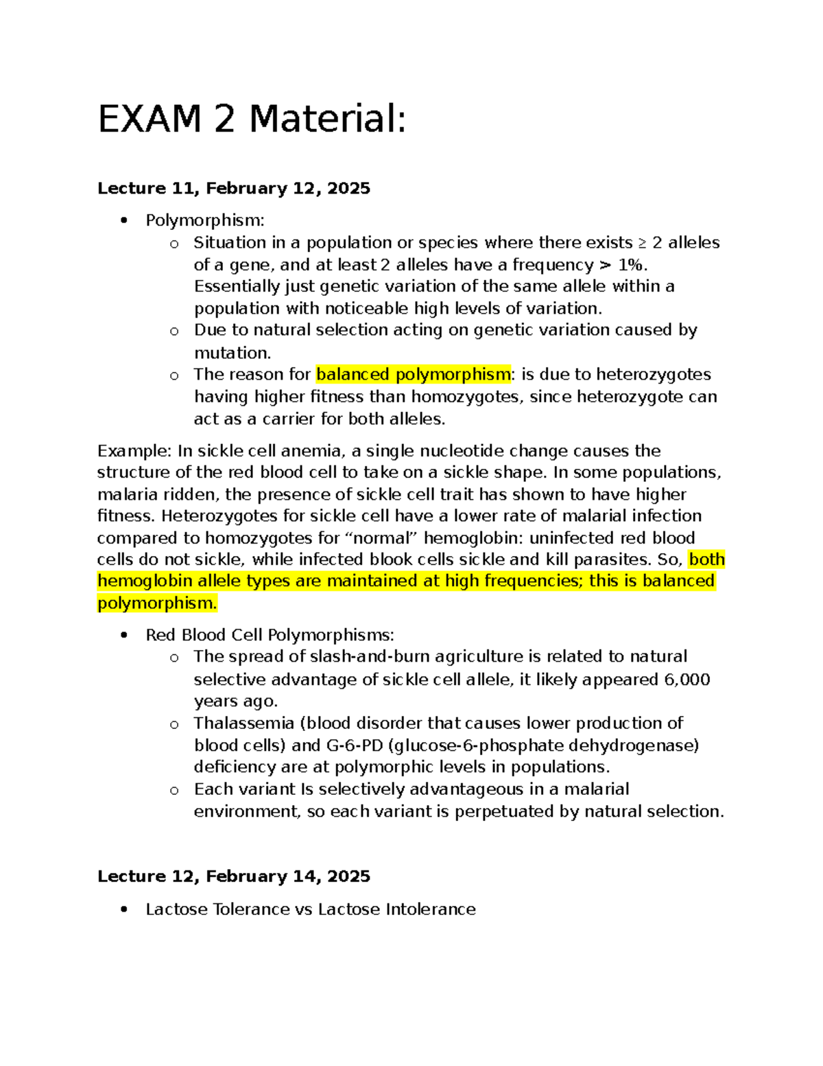Lecture Notes on Human Adaptation and Variation (ANTH 101) - EXAM 2 ...