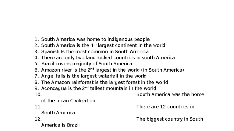 12 Key Facts About South America: Geography and Culture - Studocu
