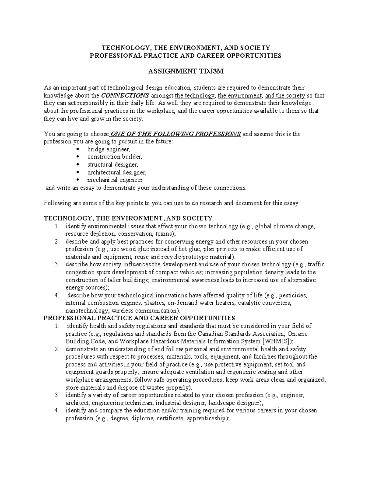 Understanding Technology, Environment, and Society - Assignment TDJ3M ...