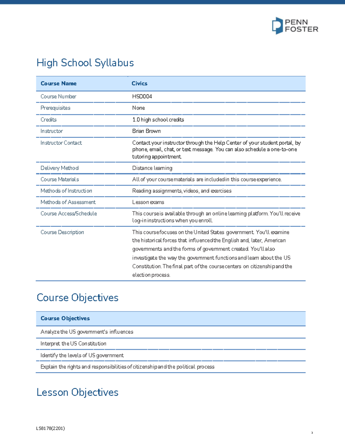 HSD004 Civics High School Syllabus: Overview & Course Structure - Studocu