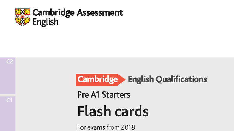 C2 C1 Flashcards for Pre A1 Starters Exam Prep 2018 - Studocu