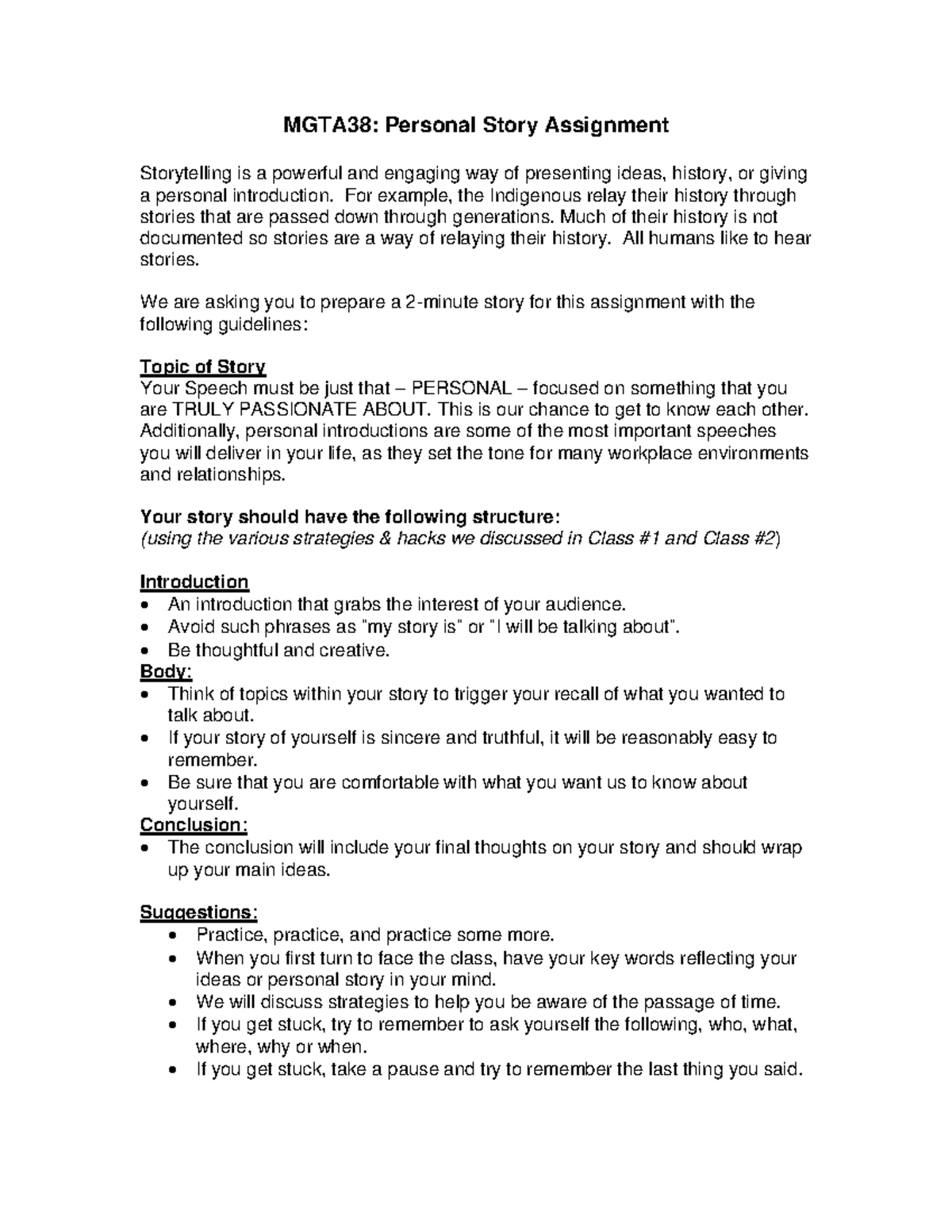MGTA38: Personal Story Assignment Guidelines and Evaluation Criteria ...