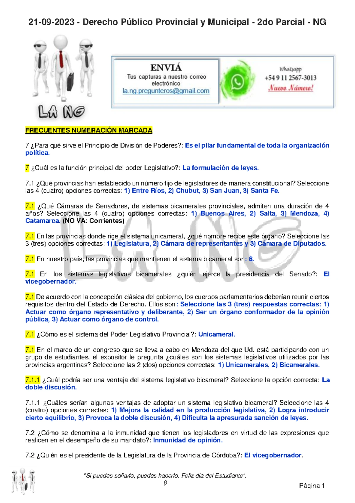 24 04 2023 Derecho Público Provincial y Municipal 2do parcial NG - “La vida es una sucesión de ...
