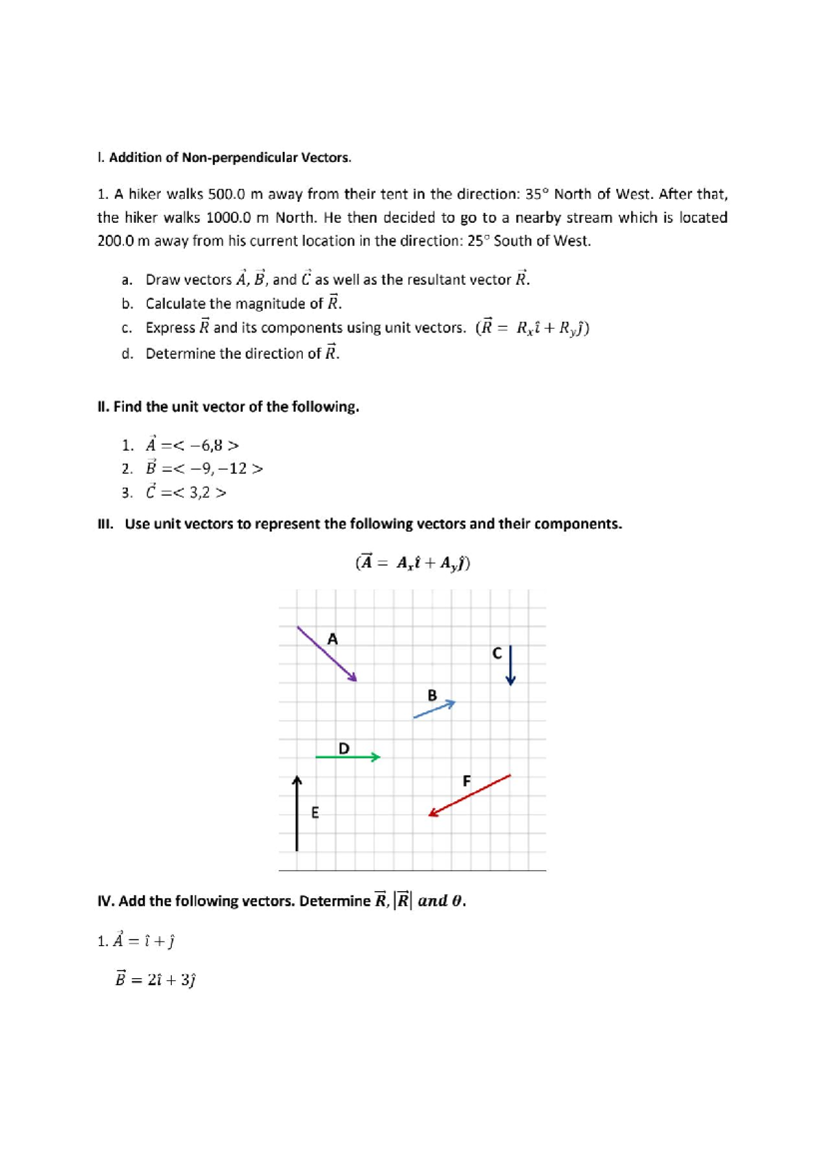 Unit Vectors Problems w answer - Bachelor of Science in Civil ...