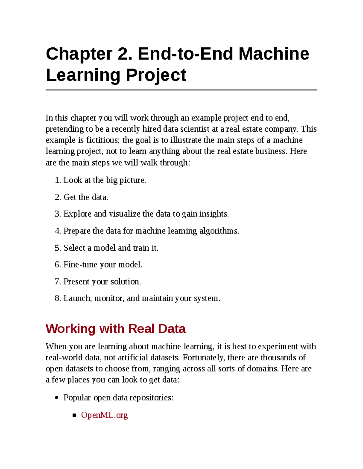 Chapter 2 - End-to-End Machine Learning Project Overview - Studocu