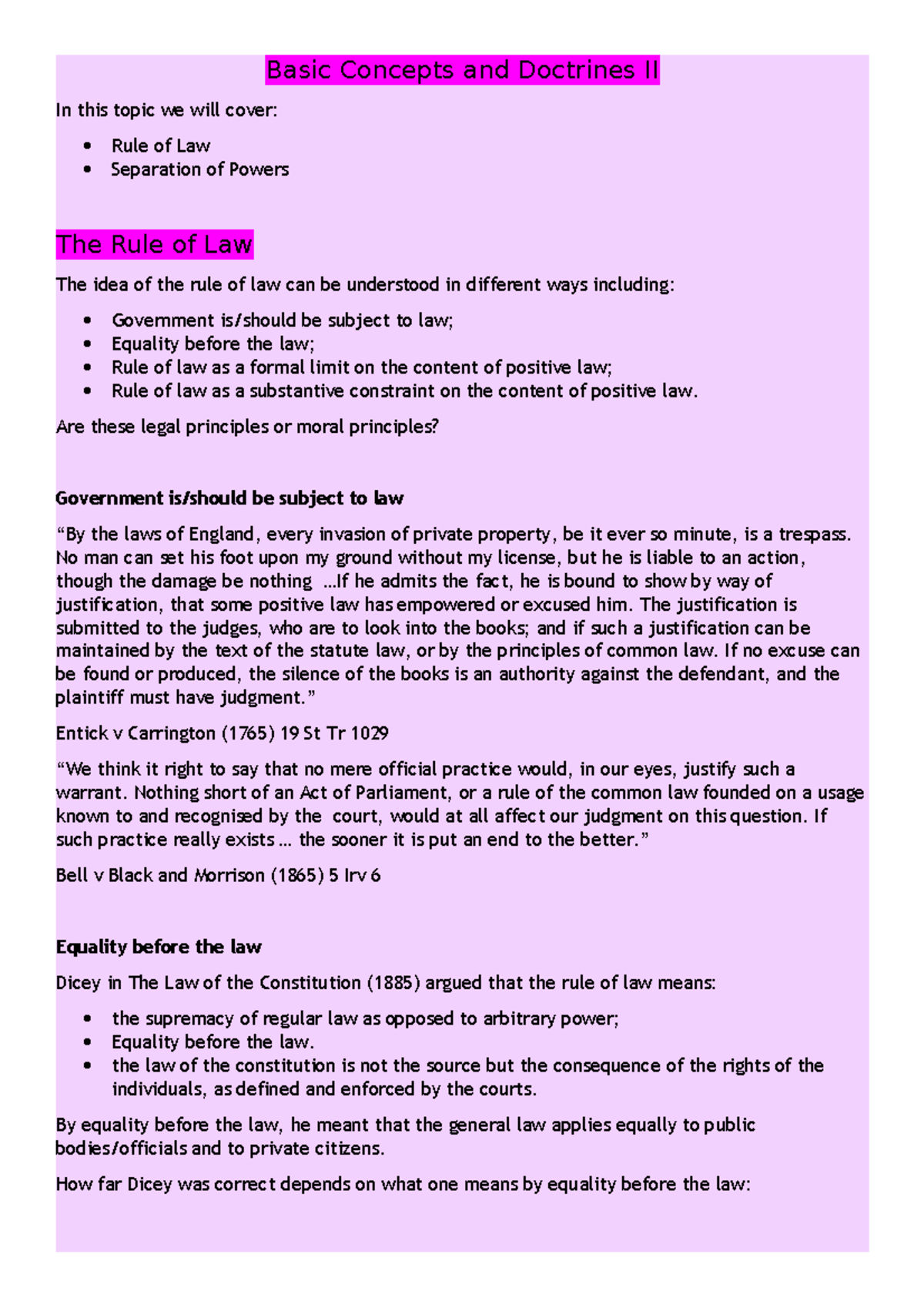 Lecture 4 - Basic Concepts and Doctrines II In this topic we will cover ...