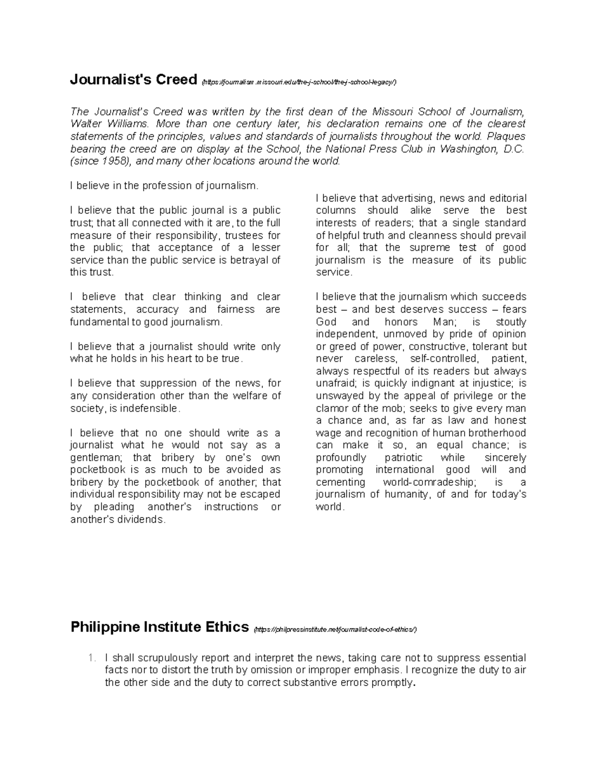 RA 17079 Campus Journalism Act: Principles & Ethics in Journalism - Studocu