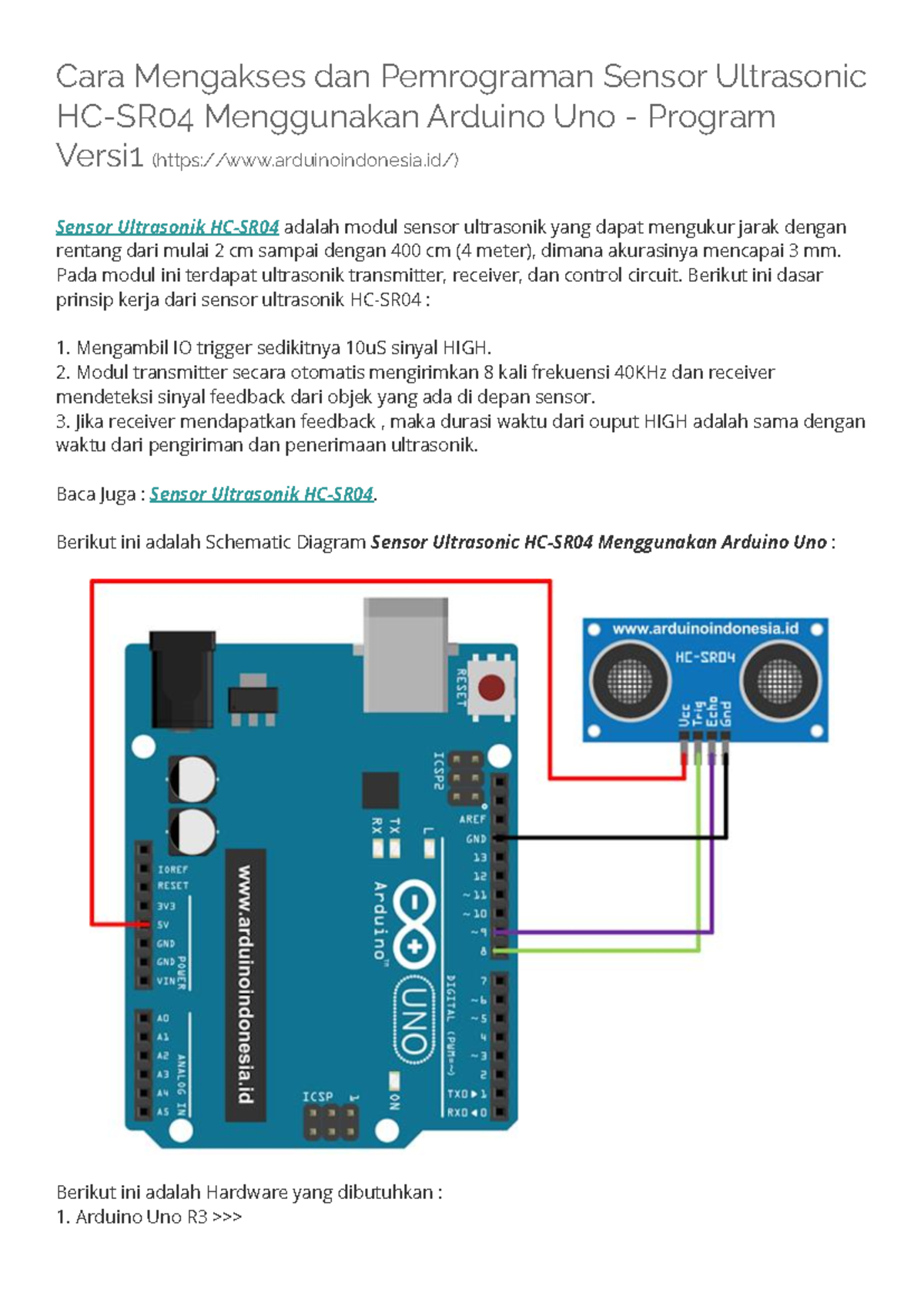 Cara Mengakses dan Pemrograman Sensor Ultrasonic HC dengan Arduino Uno ...