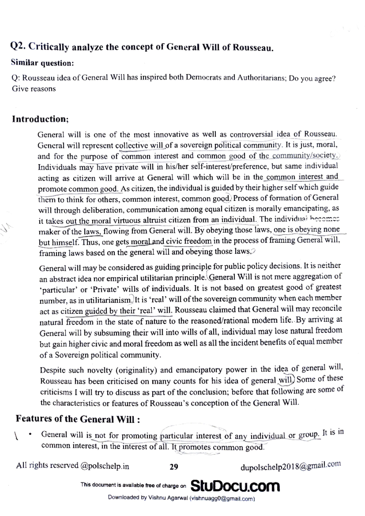 Rousseau's Concept of General Will: Analysis & Critiques (PHIL 201 ...